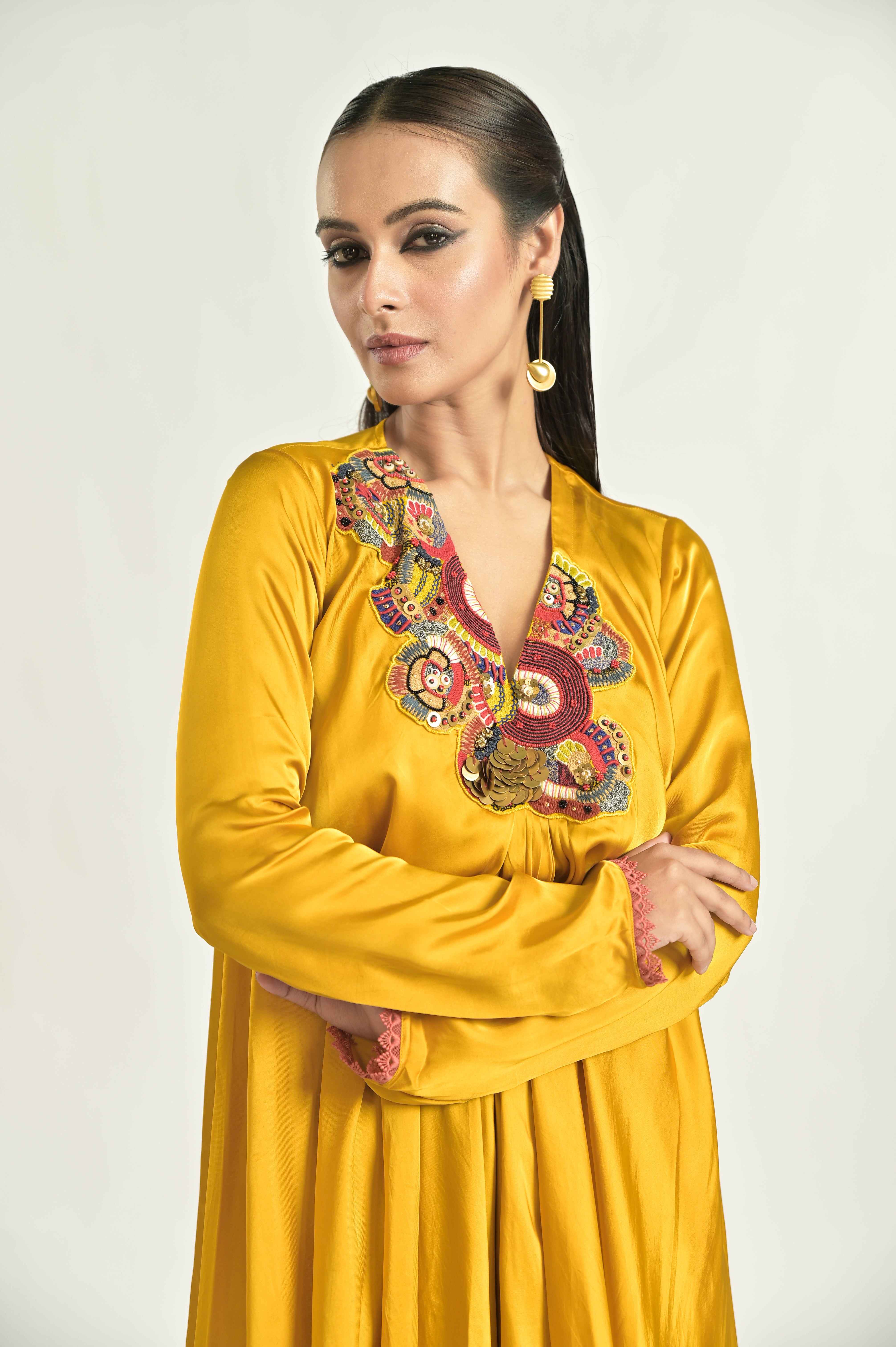 Yellow Asymmetrical Top With Harems – Peetazari